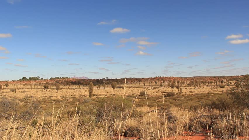 Outback Australia Landscape Red Desert Sand And Dry Arid Grasslands ...