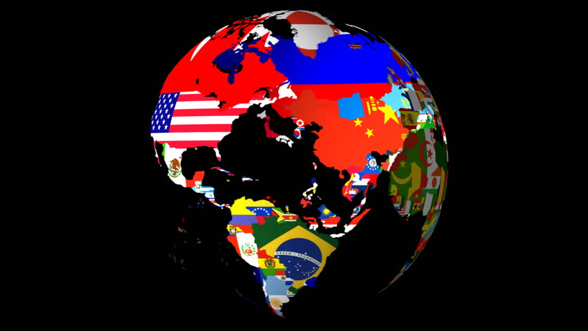 Full HD Loopable Globe With ALL Countries Flags Stock Footage Video ...