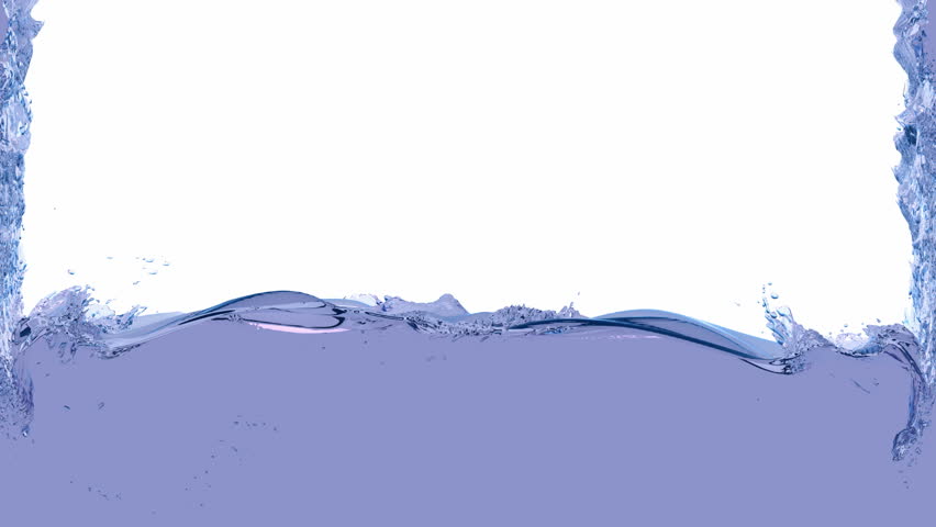 Water Splashes Filling The Frame. Alpha Matte Included. Blue Background ...