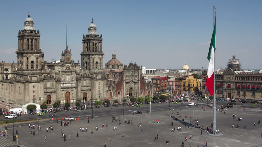 Time-lapse Of The Zocalo In Mexico City, With The Cathedral At Night ...