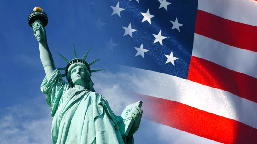 Statue Of Liberty With US Flag In Background Stock Footage Video 479911 ...