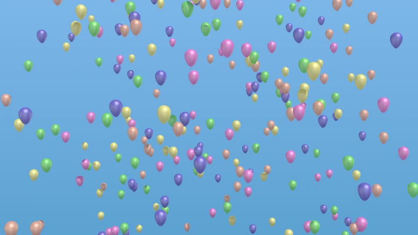 Balloons And Confetti Falling Against Blue Sky Stock Footage Video ...