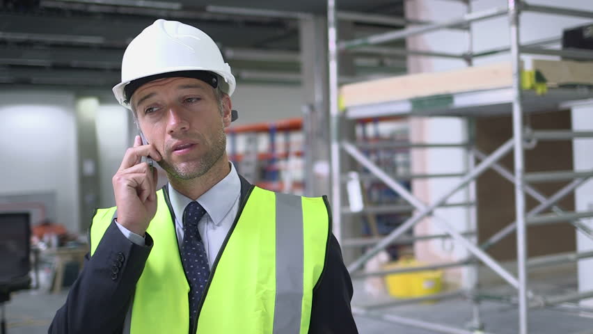 Profession, Business And Telecommunications, Architect Talking On Cell ...