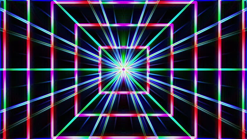 Neon Lights Star Squares Tunnel Loop - 1080p After Effects Animation To ...