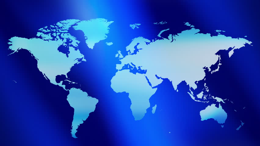 Panoramic Movement Of World Map With The Bend. Loop Stock Footage Video ...