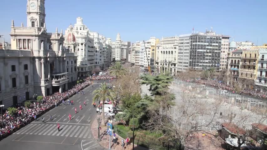 VALENCIA SPAIN-MARCH 2015: Celebrating The Mascleta At City Hall Square ...